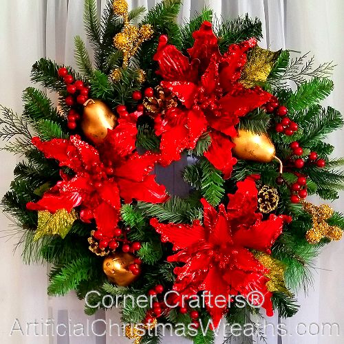 POINSETTIA WREATH | CornerCrafters.com | CHRISTMAS WREATHS
